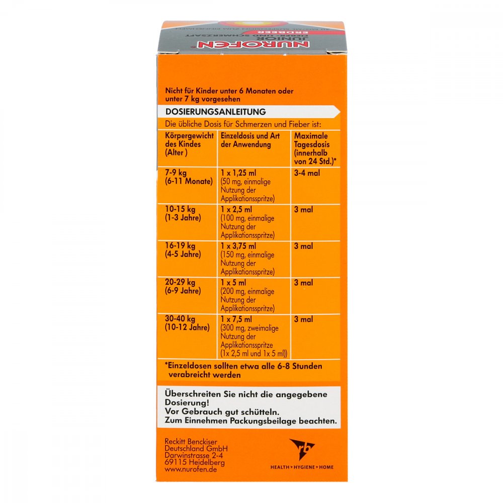 NUROFEN Junior Fieber- & Schmerzsaft Erdbeer 150 ml