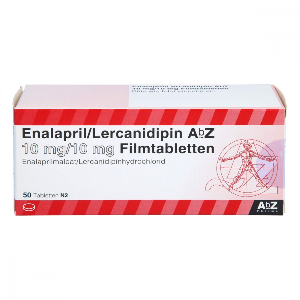 Enalapril/lercanidipin Abz 10 mg/10 mg Filmtabletten 50 stk