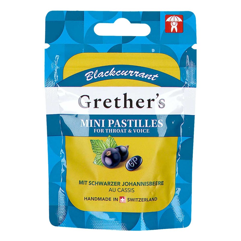 Grethers Blackcurrant Zuckerfrei Pastillen mini Beutel 30 g