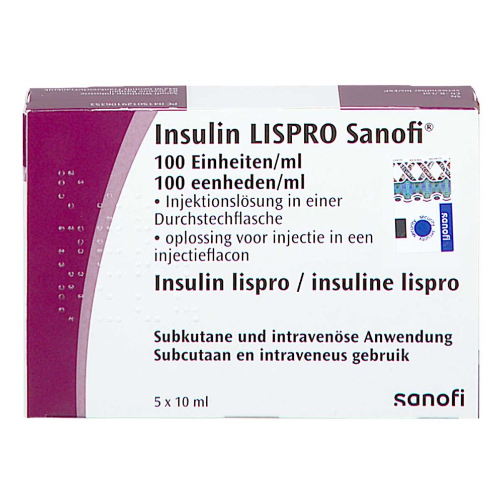 Insulin Lispro Sanofi 100 E/ml iniecto -lsg.dsfl. 5X10 ml
