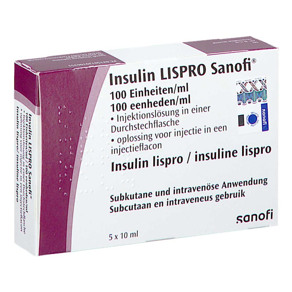Insulin Lispro Sanofi 100 E/ml iniecto -lsg.dsfl. 5X10 ml