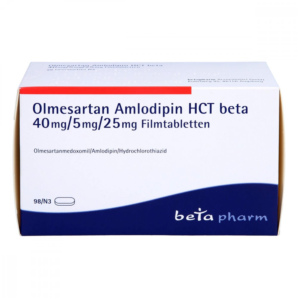 Olmesartan Amlodipin Hct Beta 40mg/5mg/25mg Fta 98 stk