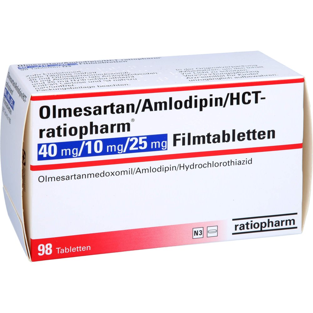 Olmesartan/amlodipin/hct-ratio 40/10/25 Mg Fta 98 stk