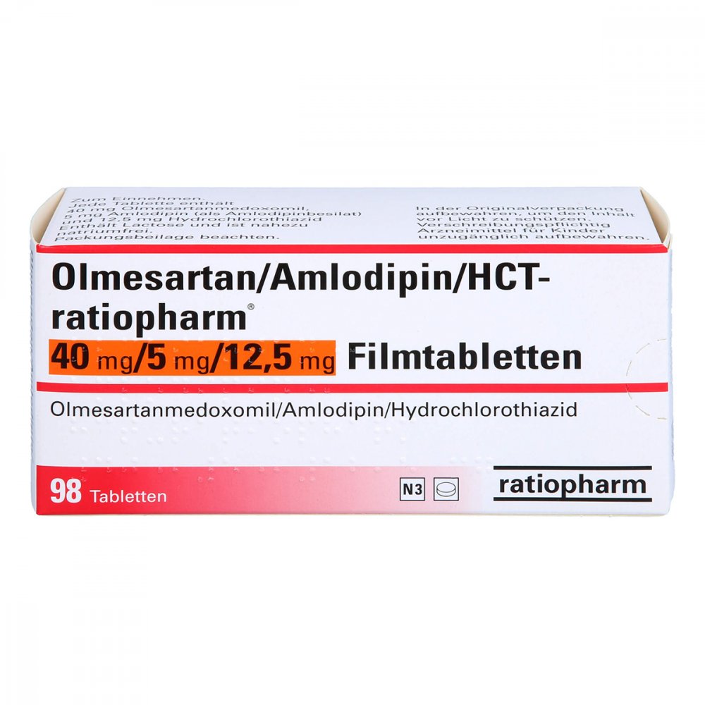 Olmesartan/amlodipin/hct-ratio 40/5/12,5 Mg Fta 98 stk