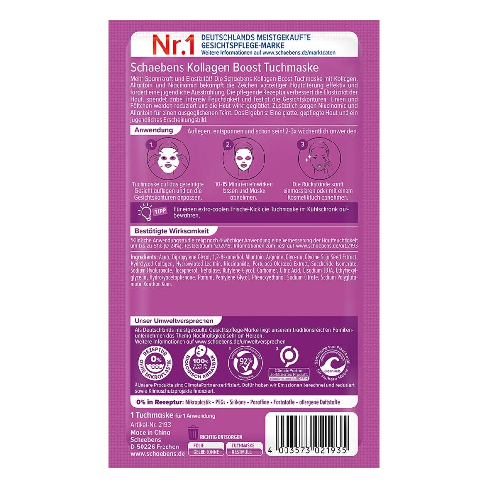 Schaebens Kollagen Boost Tuchmaske 1 stk online kaufen